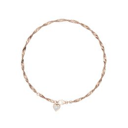Firetti Fu&szlig;kette mit Anh&auml;nger &raquo;Schmuck Geschenk Silber 925 K&ouml;rperschmuck Herz+LIEBE Singapurkette&laquo; mit Zirkonia (synth.) rosa Fu&szlig;kette mit Anh&auml;nger