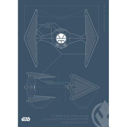 Komar Bild &raquo;Star Wars Blueprint Sith TIE-Fighter&laquo; Star Wars 1 Stk. tlg. Wandbild zur Dekoration im Kinderzimmer - ohne Rahmen schwarz-wei&szlig; Holz, Papier