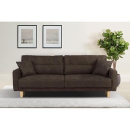 Home Affaire 3-Sitzer &raquo;TRIPLO optionale Schlafsofa mit Bettkasten, Ma&szlig;e B/T/H: 215/100/89 cm&laquo; Wahlweise Bettfunktion - Liegefl&auml;che 145x191 cm, R&uuml;cken-