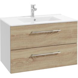 Welltime Waschtisch &raquo;Palermo&laquo; Set, Badm&ouml;bel inkl. Waschbecken, Breite 80 cm braun Holzwerkstoff