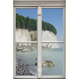 queence Wandsticker &raquo;Steinstrand&laquo; Wandsticker, Wandbild, selbstklebend, 3D, Fenster gr&uuml;n