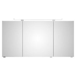 Badezimmerspiegelschrank &raquo;Serie 4010 Badezimmer-Spiegelschrank inkl. LED-Aufsatzleuchte&laquo; Badschrank 140 cm breit, 3 T&uuml;ren, 6 Glas-Einlegeb&ouml;den, inkl 