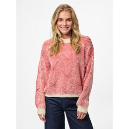 Pieces Damen Pieces Rundhalspullover &raquo;PCJENNA LS O-NECK KNIT NOOS BC&laquo; wei&szlig; XS