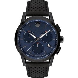 Movado Herren Movado Chronograph &raquo;MUSEUM SPORT, 607360&laquo; Quarzuhr, Armbanduhr, Herrenuhr, Swiss Made, Lederarmband, Datum schwarz