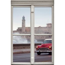 queence Wandsticker &raquo;Auto&laquo; Wandsticker, Wandbild, selbstklebend, 3D, Fenster rot