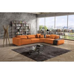 Egoitaliano Ecksofa &raquo;Beverly, extravangantes Designsofa mit erstklassigem Sitzkomfort&laquo; wahlweise mit elektrischer Relaxfunktion, Kopfteilverstellung orange