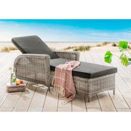 Destiny Gartenliege &raquo;CASA&laquo; Aluminium, Polyrattan, m. Rollen und Auflage, 202x83x58cm, verstellbar wei&szlig; Obermaterial: 100% Polyester. F&uuml;llung: 100% Polyurethan