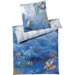 Elegante Bettw&auml;sche &raquo;Fairytale&laquo; 2 Stk. angenehmes Hautgef&uuml;hl blau Mako-Satin, Obermaterial: 100% Baumwolle
