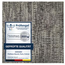 ANDIAMO Teppichfliese &raquo;Paris Nadelfilz&laquo; quadratisch 4 mm H&ouml;he 40x40 cm, selbstklebend, robust & strapazierf&auml;hig, 25 St&uuml;ck (4 qm) grau Polyester
