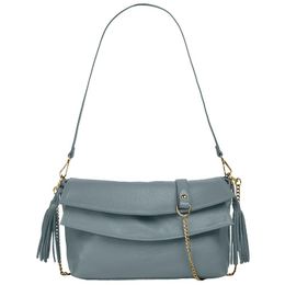 Samantha Look Damen Umh&auml;ngetasche echt Leder, Made in Italy blau