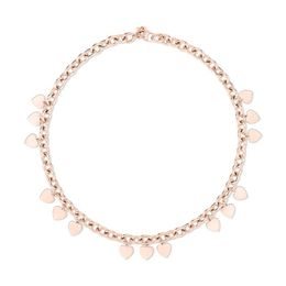 Echtzeit Damen Kette mit Anh&auml;nger &raquo;Schmuck Geschenk Edelstahl Halskette Endless Love Herzen&laquo; rosa