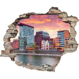queence Wandtattoo &raquo;D&uuml;sseldorf&laquo; Wandsticker, Wandbild, selbstklebend, 3D, Wanddurchbruch bunt