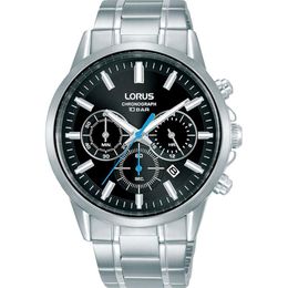 Lorus Herren Lorus Chronograph Quarzuhr, Armbanduhr, Herrenuhr, Edelstahlarmband, Stoppfunktion, Tag silber