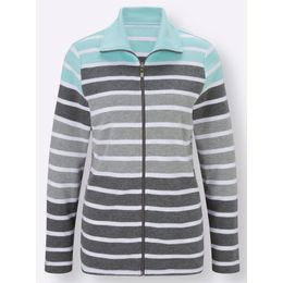 feel good Damen Hausanzug in Interlock-Qualit&auml;t grau-mint Gr&ouml;&szlig;e 48/50