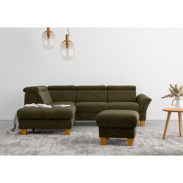 Home Affaire Ecksofa &raquo;Lindgren L-Form&laquo; wahlweise mit TV-Funktion, Stauraum und Kopfteilverstellung gr&uuml;n 100% Polyester