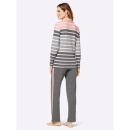 feel good Damen Hausanzug in Interlock-Qualit&auml;t grau-ros&eacute; Gr&ouml;&szlig;e 48/50