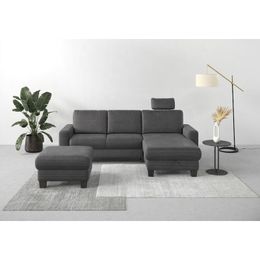 Home Affaire Ecksofa &raquo;Summer L-Form&laquo; mit Recamiere, mit oder ohne Bettfunktion und Bettkasten, Cord-Bezug grau 100% Polyester