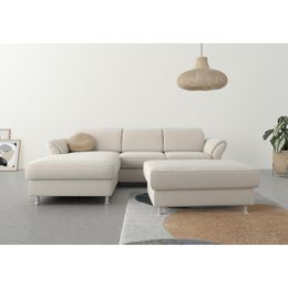 Sit & More sit&more Ecksofa &raquo;Apulia L-Form&laquo; wahlweise Bettfunktion, Bettkasten und Kopf- und Armteilverstellung beige Webstoff (100% Polyester);Struktur weich (