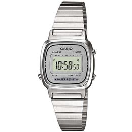 CASIO VINTAGE Damen CASIO VINTAGE Chronograph Quarzuhr, Armbanduhr, Damenuhr, Digitaluhr, Datum, Edelstahlarmband silber