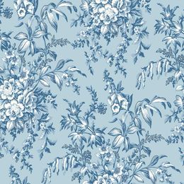 Laura Ashley Vliestapete &raquo;Picardie&laquo; Motiv glatt Motiv blau Vlies