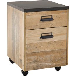 Home Affaire Rollcontainer &raquo;SHERWOOD&laquo; mit Apothekergriffen aus Metall, Breite 47 cm, Soft-Close-Funktion braun FSC -zertifizierter Holzwerkstoff