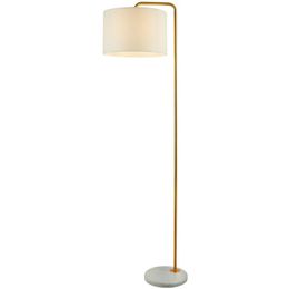 Searchlight Stehlampe &raquo;Gallow Floor Lamp - Antique Gold, Marble Base & White Shade&laquo; E27 1 Stk. wei&szlig;