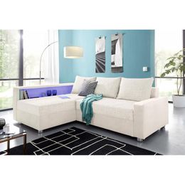 Collection AB Ecksofa &raquo;Relax L-Form&laquo; inklusive Bettfunktion, Federkern, wahlweise mit RGB-LED-Beleuchtung grau Zierkissen: 100%Polyester;Struktur (100