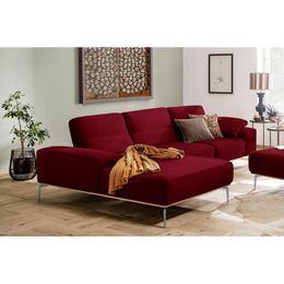 W.Schillig Ecksofa &raquo;run, Designsofa mit tollem Sitzkomfort, bequem, L-Form&laquo; mit elegantem Holzsockel, F&uuml;&szlig;e in Chrom gl&auml;nzend, Breite 319 cm rot 