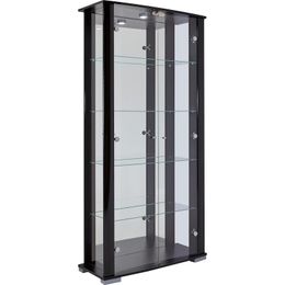 Fif M&ouml;bel fif m&ouml;bel Vitrine &raquo;STELLA&laquo; Standvitrine/Glasvitrine 2x Glast&uuml;r,perfekt f&uuml;r Sammler,Sammlervitrine schwarz Holzwerkstoff, Sicherheitsglas ESG