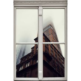 queence Wandsticker &raquo;Hochhaus&laquo; Wandsticker, Wandbild, selbstklebend, 3D, Fenster braun