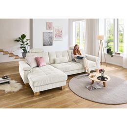 Die PlanBar Ecksofa &raquo;PP-LA19101 L-Form, Breite 316 cm&laquo; wahlweise mit Bettfunktion und verstellbaren Kopfst&uuml;tzen, in Cord 88% Polyester;12% Polyamid