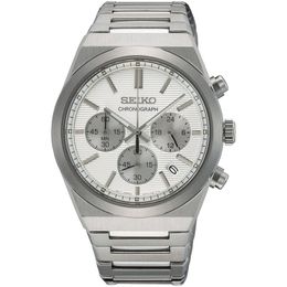 Seiko Damen Chronograph Quarzuhr, Armbanduhr, Herrenuhr, Damenuhr, Stoppfunktion, Datum silber