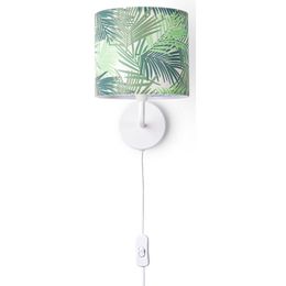 Paco Home Wandleuchte &raquo;Ostende 534&laquo; E14 Wohnzimmerlampe Lampenschirm Schlafzimmer B&uuml;ro Lampe Jungle Palme wei&szlig;