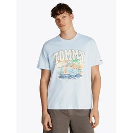 Tommy Jeans Herren T-Shirt &raquo;TJM RLX ARCH SAILING SS TEE EXT&laquo; mit gro&szlig;em, mehrfarbigen Print auf der Brust blau M