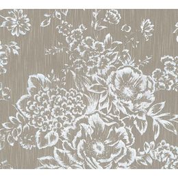 ARCHITECTS PAPER &raquo;Metallic Silk&laquo; floral gl&auml;nzend matt samtig Barocktapete Tapete Blumen braun Viskose, Vlies