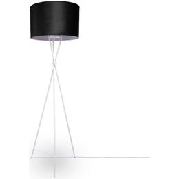 Paco Home Stehlampe &raquo;Kate uni Color&laquo; E27 Wohnzimmer Dreibein Standleuchte Velour H&ouml;he 177,5cm Filigran E27 schwarz