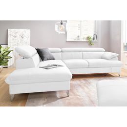 COTTA Ecksofa &raquo;Caluso L-Form&laquo; mit Kopfteilverstellung, wahlweise mit Bettfunktion & Bettkasten wei&szlig; Kunstleder SOFTLUX ;NaturLEDER (echtes Rindsleder)