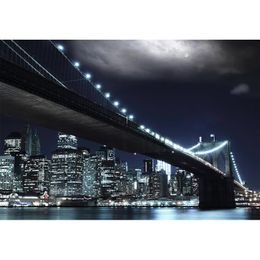 papermoon Fototapete &raquo;Brooklin Bridge by night&laquo; glatt bunt Vlies