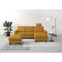 Home Affaire Ecksofa &raquo;Summer L-Form&laquo; mit Recamiere, mit oder ohne Bettfunktion und Bettkasten, Cord-Bezug gelb 100% Polyester