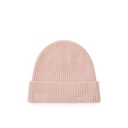 Tommy Hilfiger Damen Beanie &raquo;TH CASHMERE&laquo; aus Rippstrick, Umschlag rosa