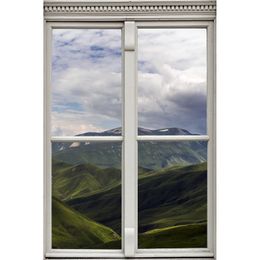 queence Wandsticker &raquo;Berge&laquo; Wandsticker, Wandbild, selbstklebend, 3D, Fenster gr&uuml;n