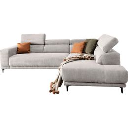 Alina Ecksofa &raquo;Hikari&laquo; wahlweise mit Sitzvorzug, in modernem Cordstoff, Breite 276 cm grau Cord GCT (92% Polyester, 8% Nylon)