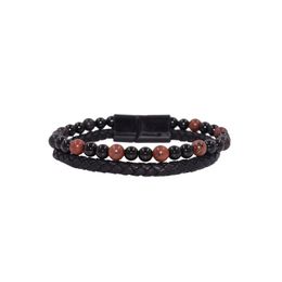 Firetti Herren Lederarmband &raquo;Schmuck Geschenk Armschmuck Edelsteinarmband Onyx&laquo; Made in Germany - mit Onyx, Jaspis rot