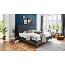 ATLANTIC HOME COLLECTION Polsterbett &raquo;Paulin&laquo; mit gestepptem Kopfteil grau Bettgestell und seitliche Einfassung der Matratzen: Strukturstoff, 100% 