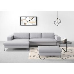DOMO collection Ecksofa &raquo;Modica, zeitlos und elegant, L-Form&laquo; moderne Optik mit extrabreiter Recamiere, auch in Cord silber