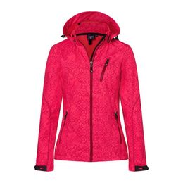 DEPROC Active Damen DEPROC Active Softshelljacke &raquo;ALBERTA PEAK&laquo; leichte Softshelljacke mit All-Over-Print und abnehmbarer Kapuze pink 44L
