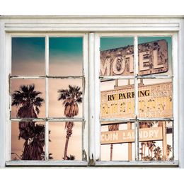 queence Wandsticker &raquo;Motel Schild&laquo; Wandsticker, Wandbild, selbstklebend, 3D, Fenster braun