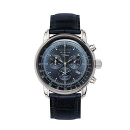 Zeppelin Herren Zeppelin Chronograph &raquo;100 Jahre&laquo; Quarzuhr, Armbanduhr, Herrenuhr, Made in Germany, Lederarmband blau