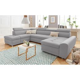 Sit & More sit&more Wohnlandschaft &raquo;Riva U-Form&laquo; wahlweise mit Bettfunktion grau Struktur (100% Polyester);Flachgewebe (100% Polyester);Luxus-Microfaser (100% 