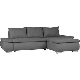 Home Affaire Ecksofa &raquo;Acra L-Form&laquo; mit Bettfunktion und Bettkasten, in Mattenoptik grau 100% Polyester